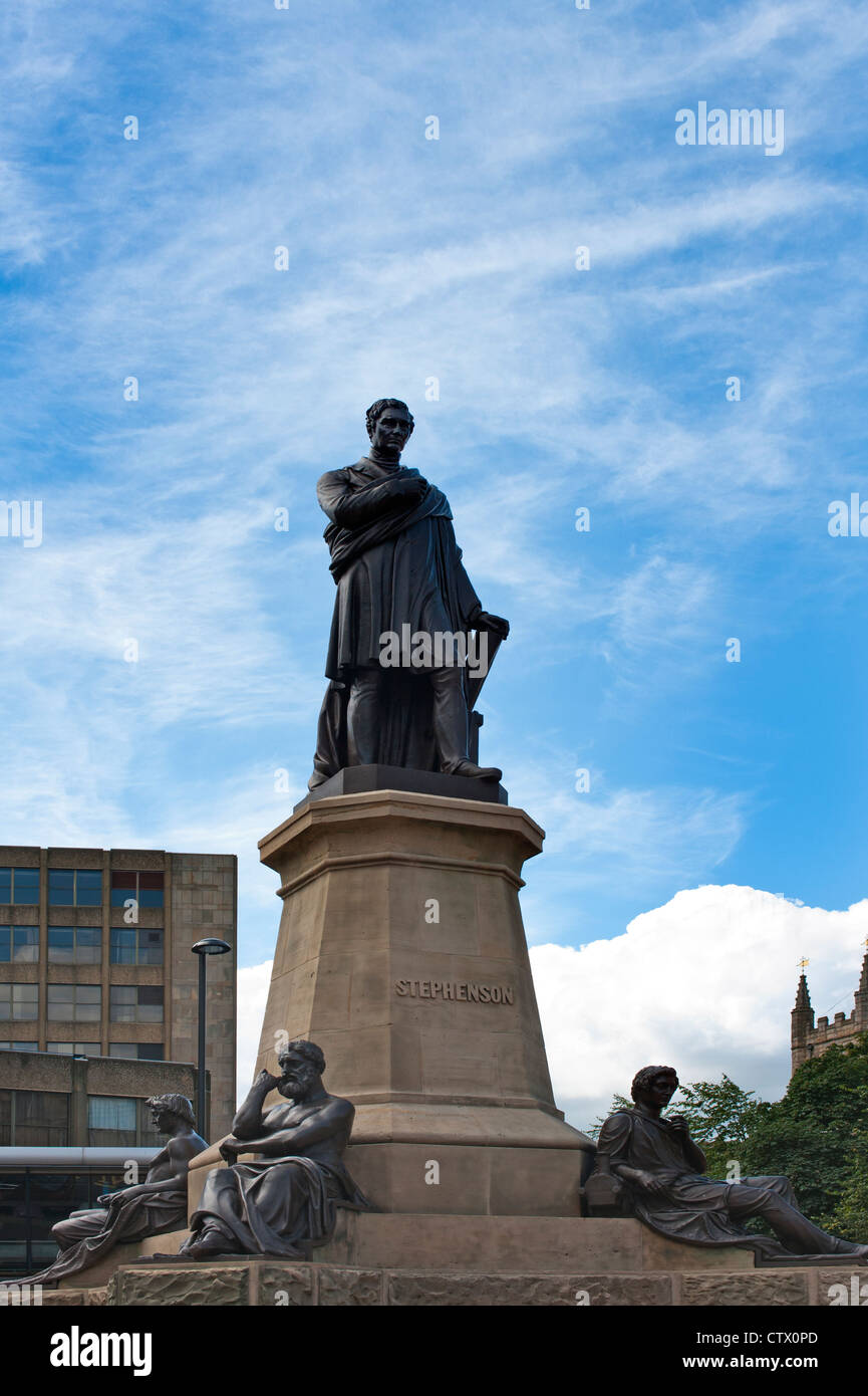 George stephenson memorial statue newcastle hi-res stock photography ...