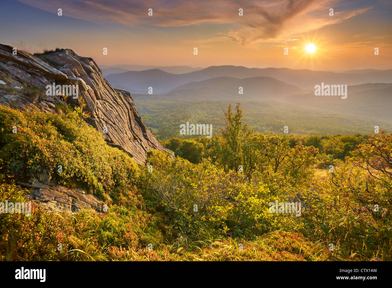 Bieszczady National Park at sunset, Poland, Europe Stock Photo - Alamy