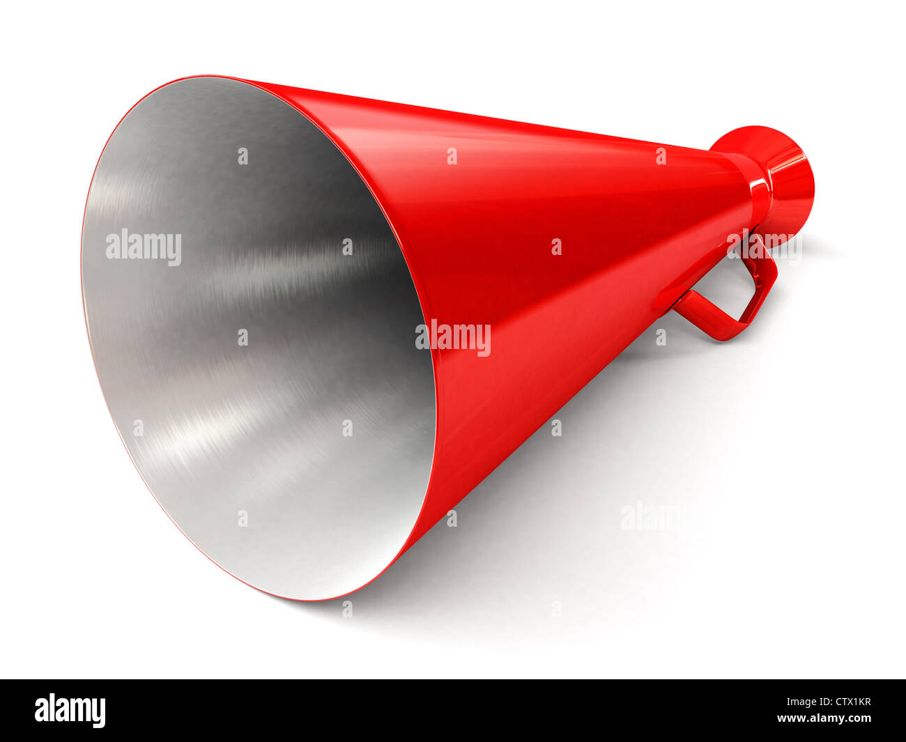 Red bullhorn on white background Stock Photo - Alamy