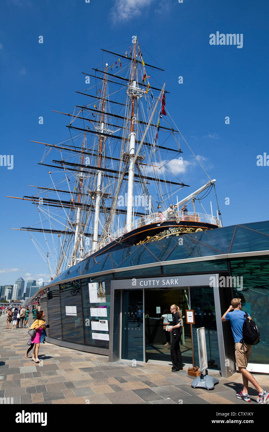 The Cutty Sark a clipper ship in dry dock, Greenwich, London, England ...