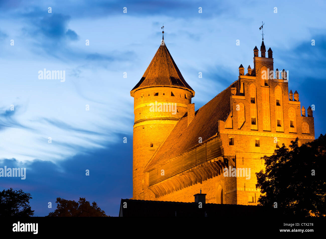 Sights of Poland. Olsztyn Old Town with Gothic castle. Olsztyn - town ...