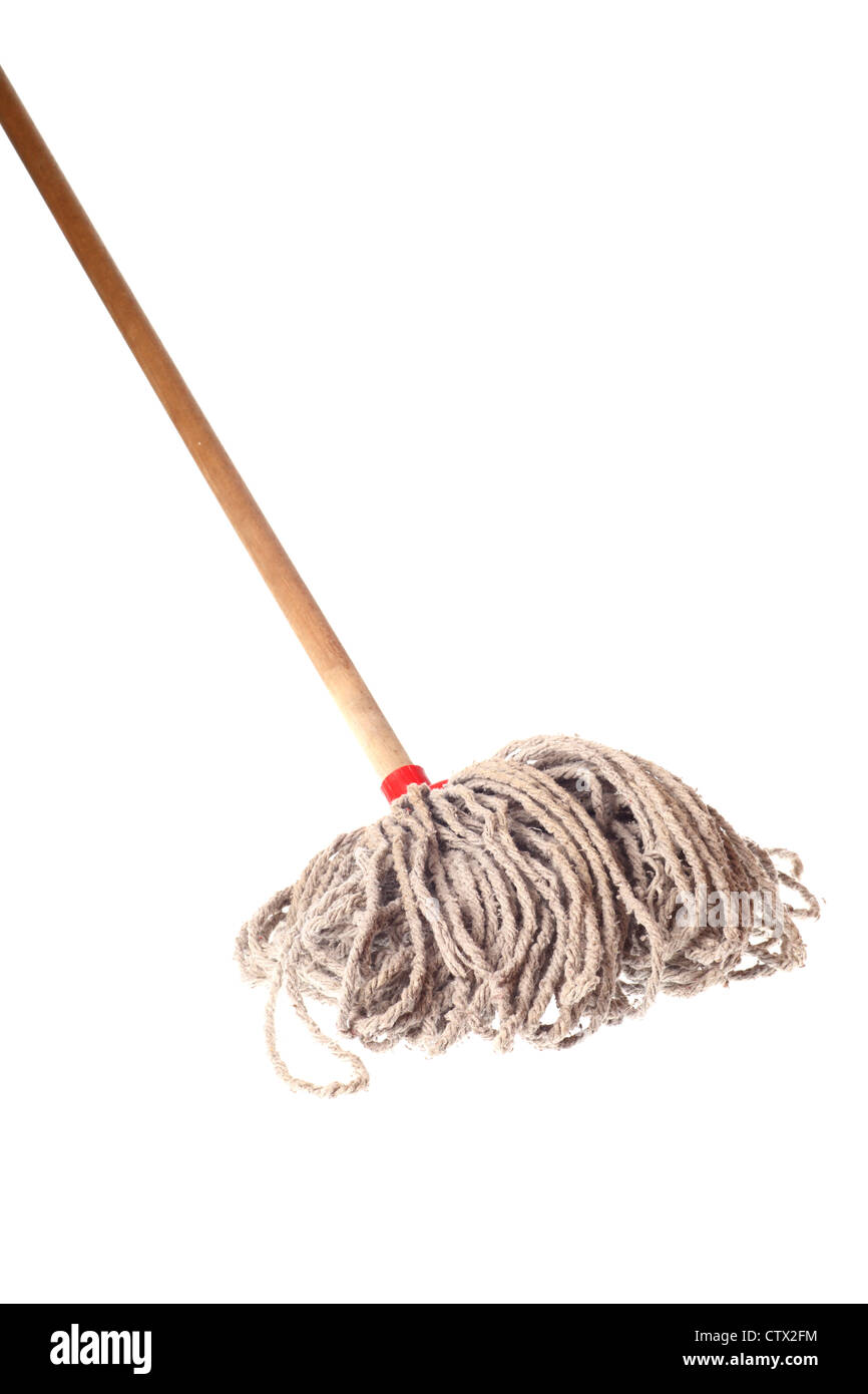 Old Mop Isolated on White Background Stock Photo - Alamy