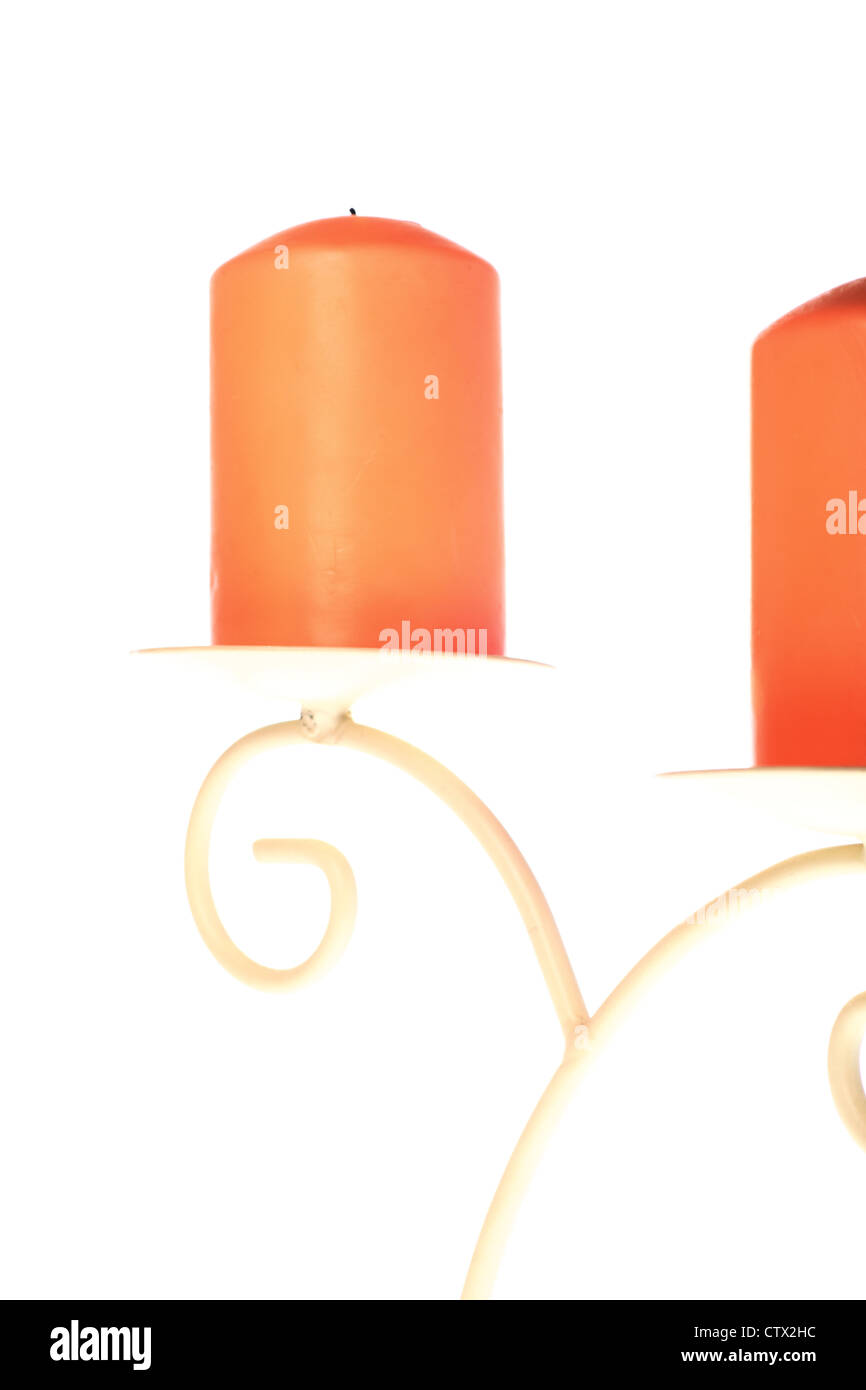 Metal candlestick with two candle Stock Photo - Alamy