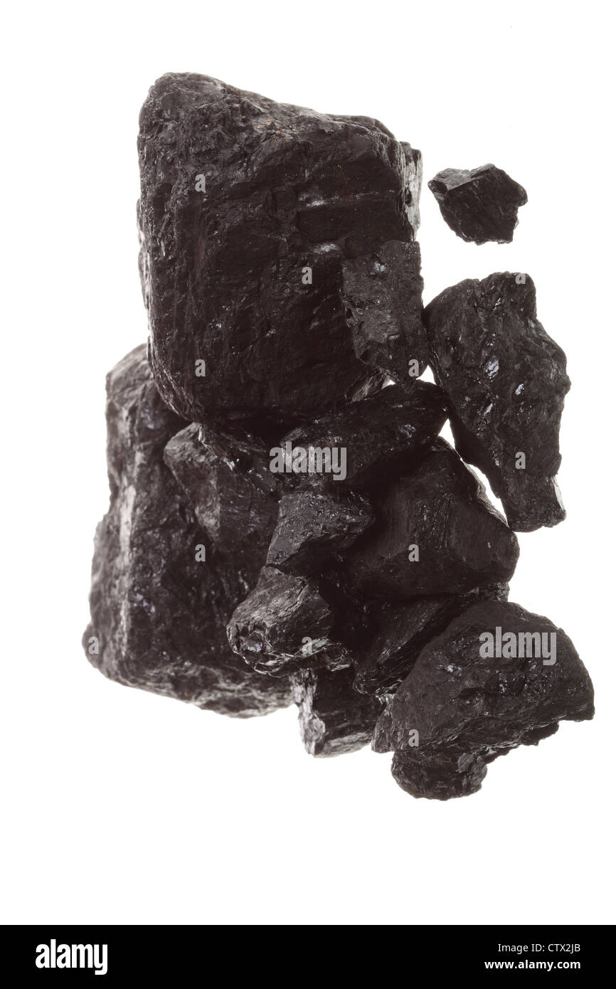Piece coal isolated over white background Stock Photo - Alamy