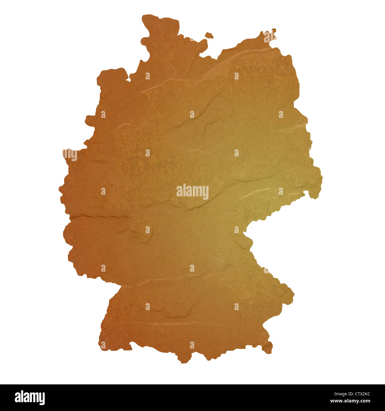 Textured map of Germany map with brown rock or stone texture, isolated ...