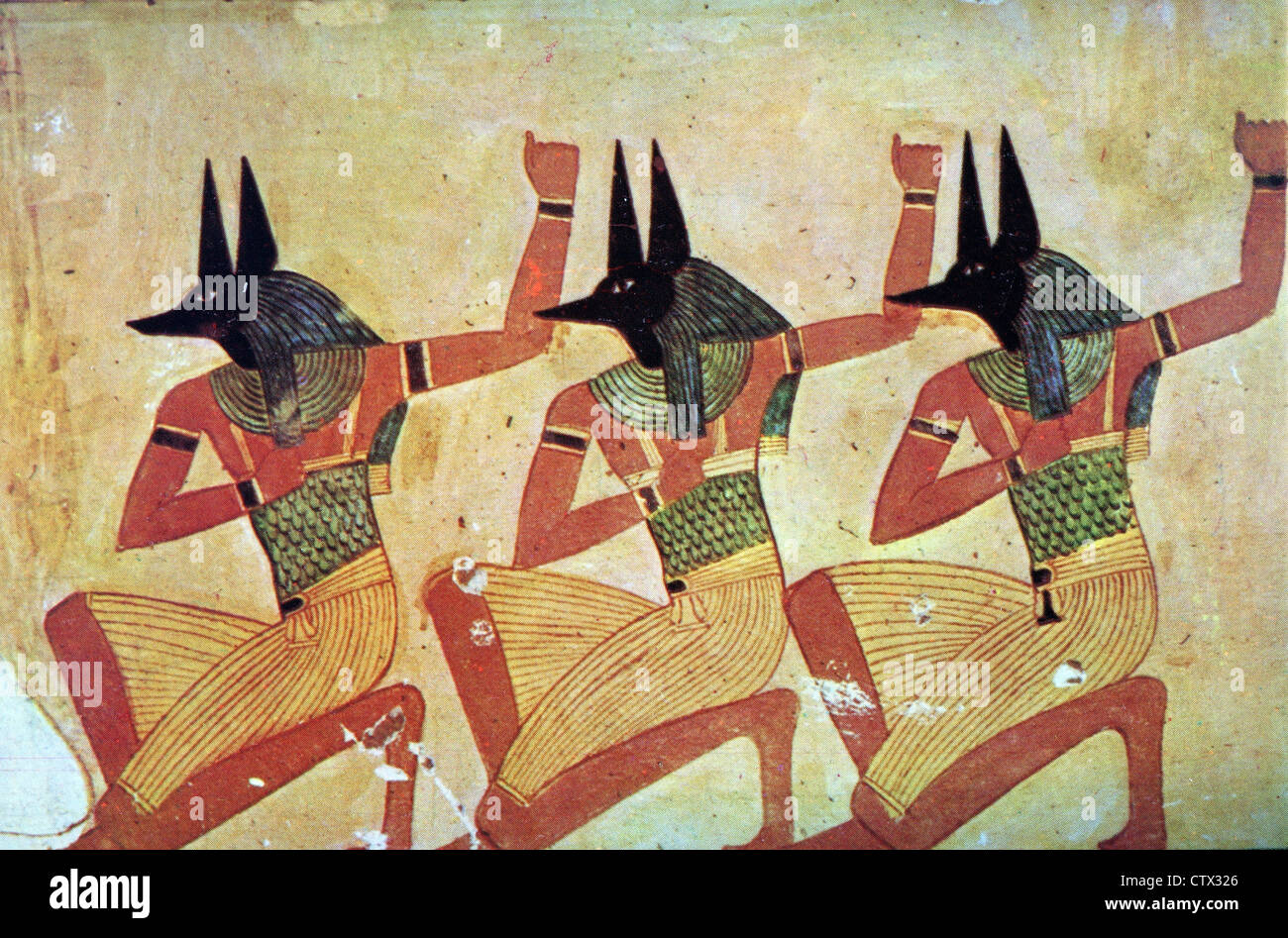 Pharaonic art of Anubis, the God with the jackal head in the tomb of Noble Anher-Khaou 1186 BCE ...