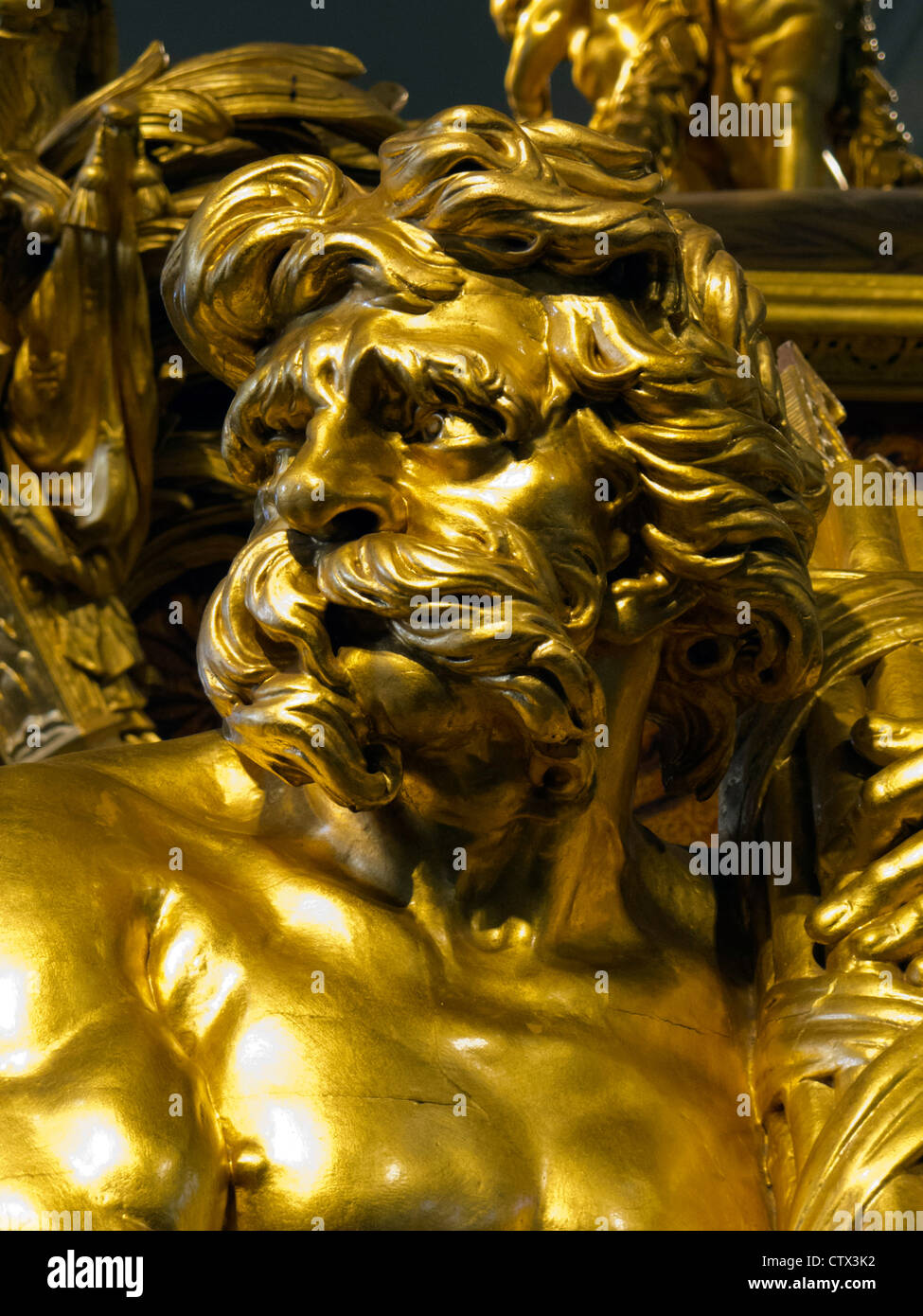 Close up of one of the gilded tritons on the Glass State Coach, Royal ...