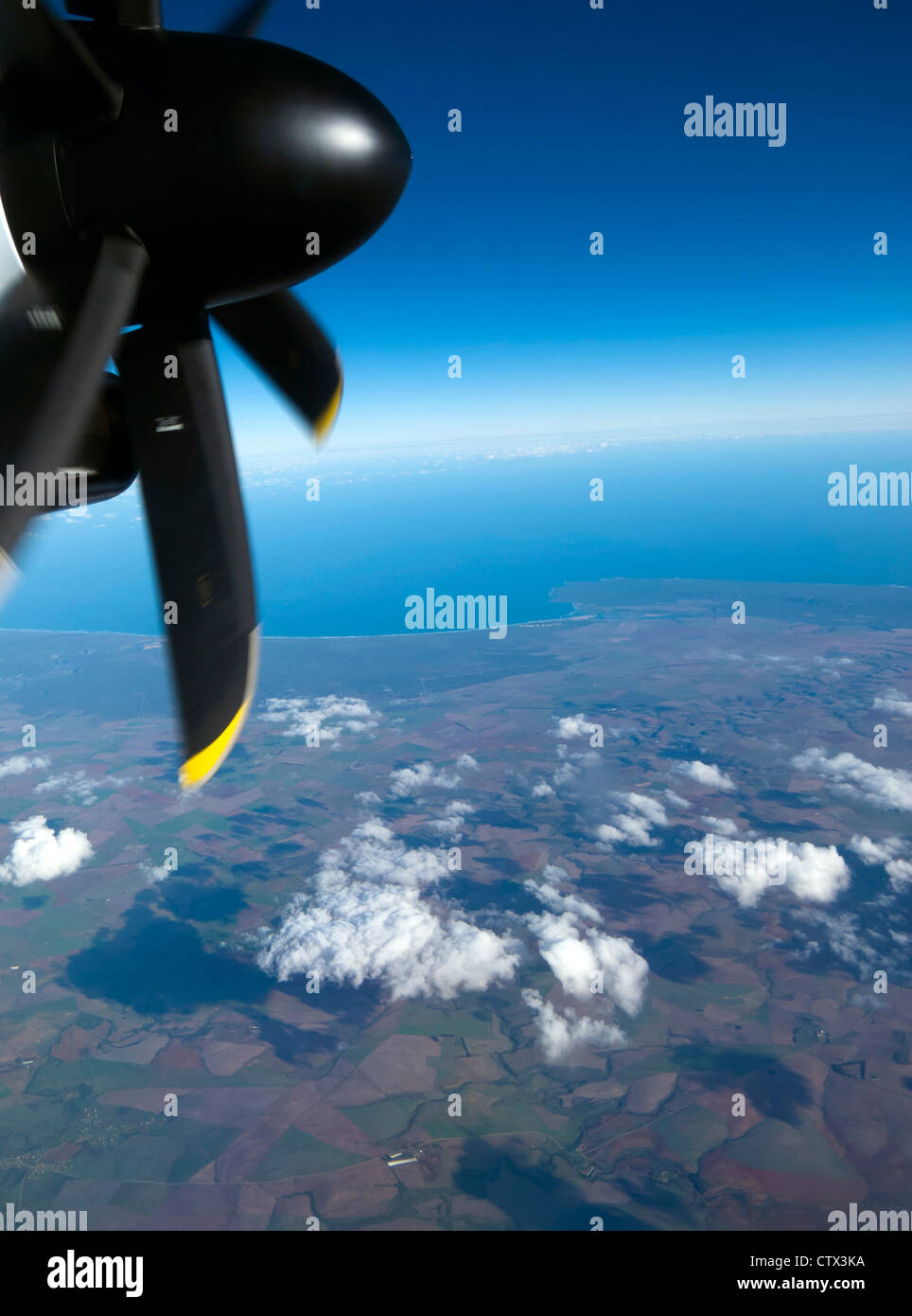 Airplane propeller and view over the Table Mountain National Park, Cape ...