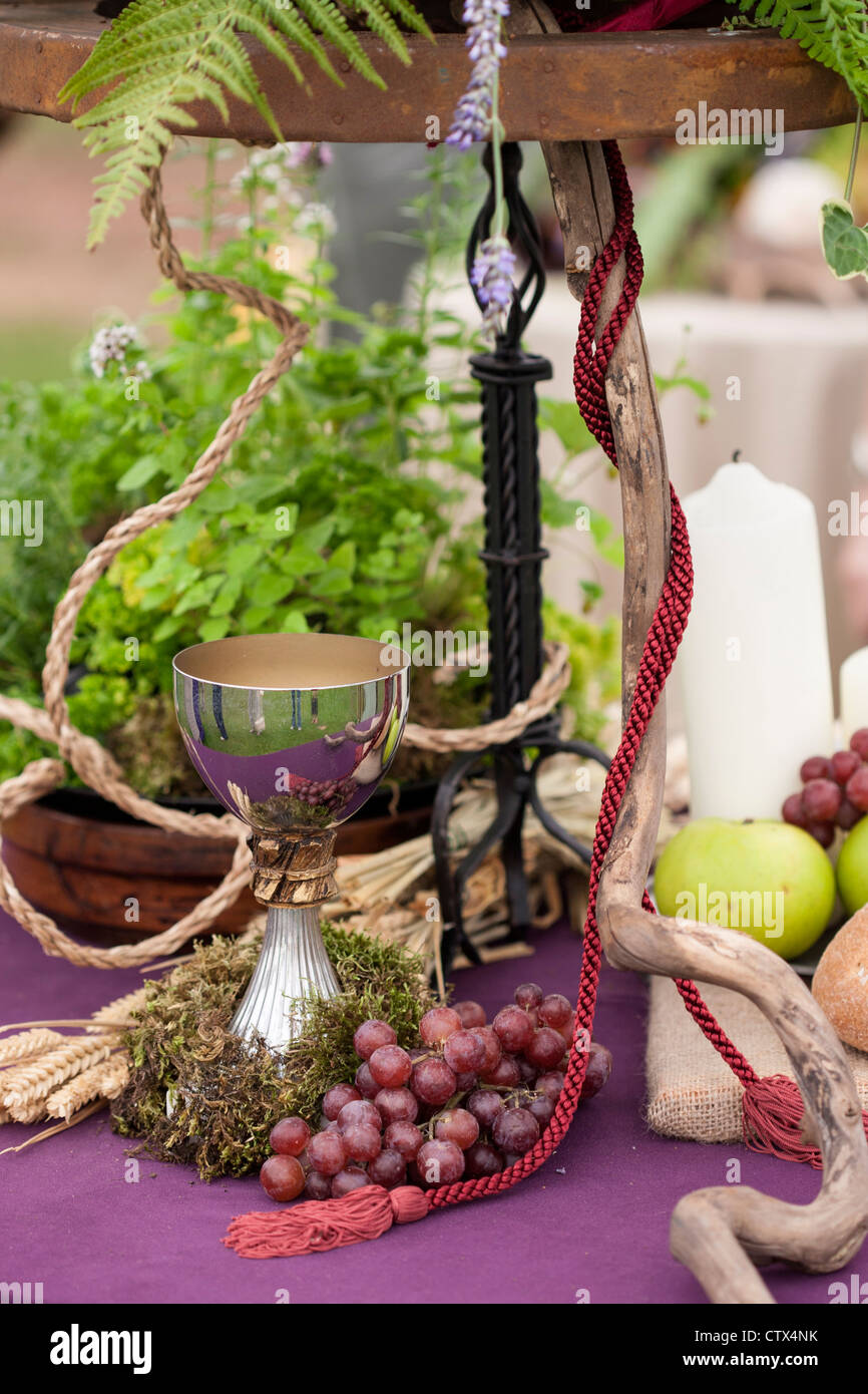 a fruit display with a goblet Stock Photo - Alamy