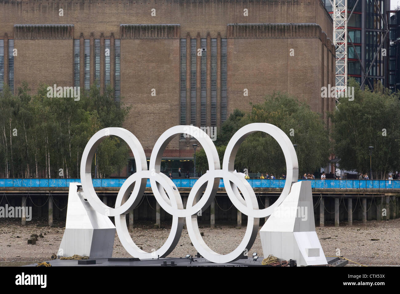 Olympic symbol the rings in the city of London for the 2012 Olympic ...