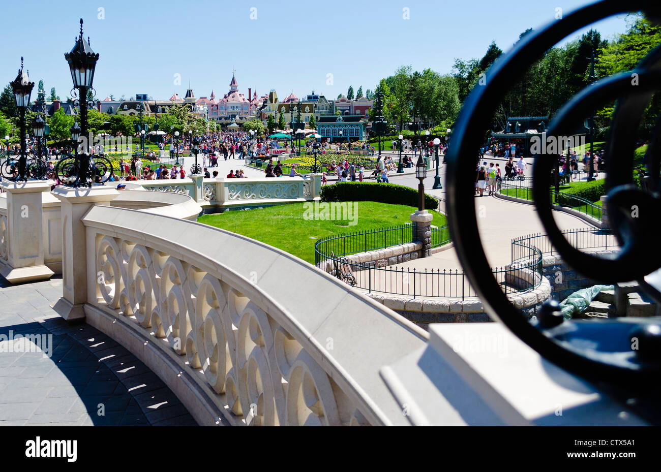 Disneyland Paris. View from Sleeping Beauty Castle walkway back toward ...