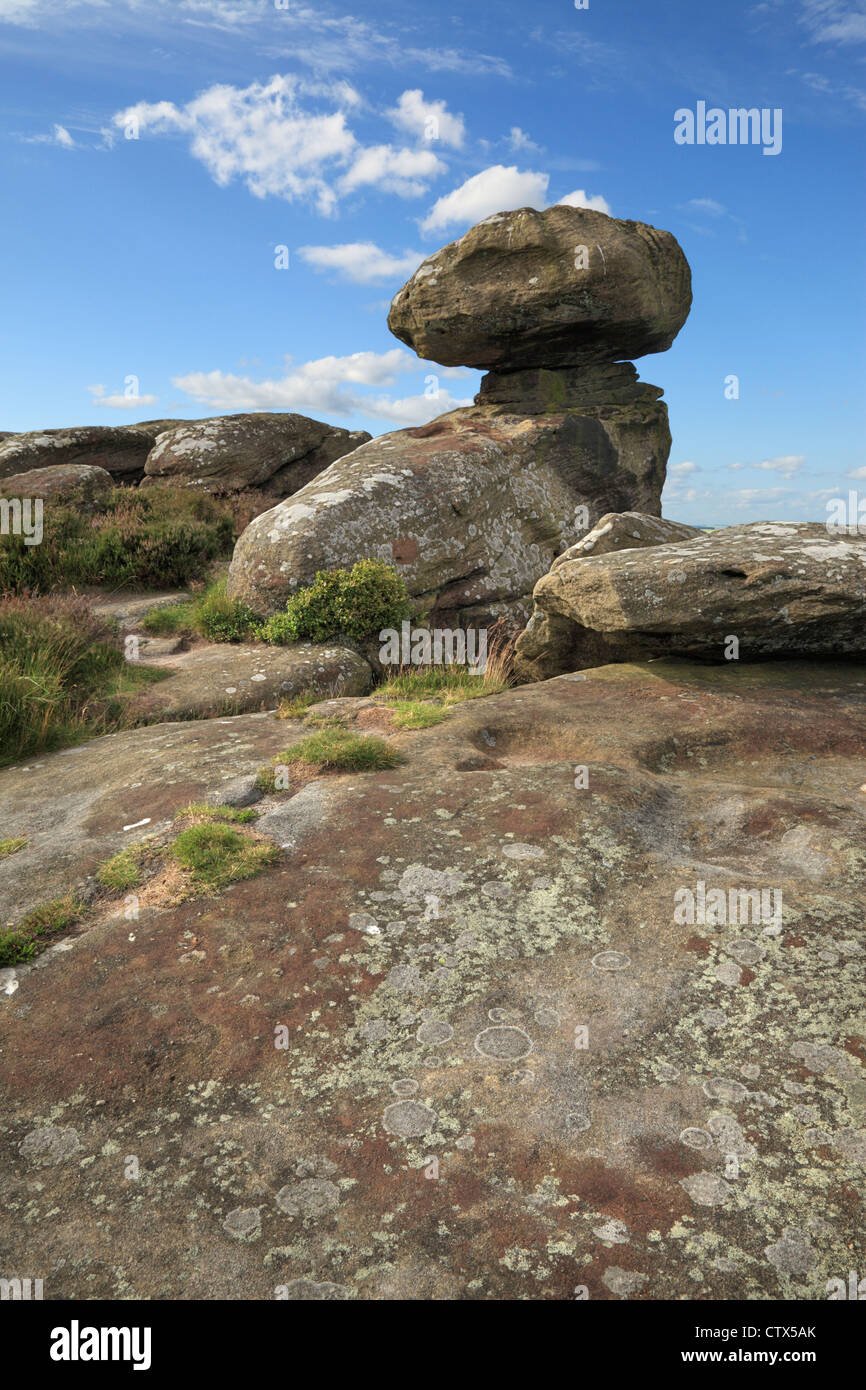 Balancing rock at Brimham Rocks and Moor near Summerbridge in ...
