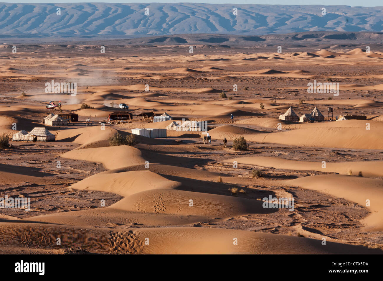 tents at a luxury desert camp in the Sahara at Erg Chigaga, Morocco ...