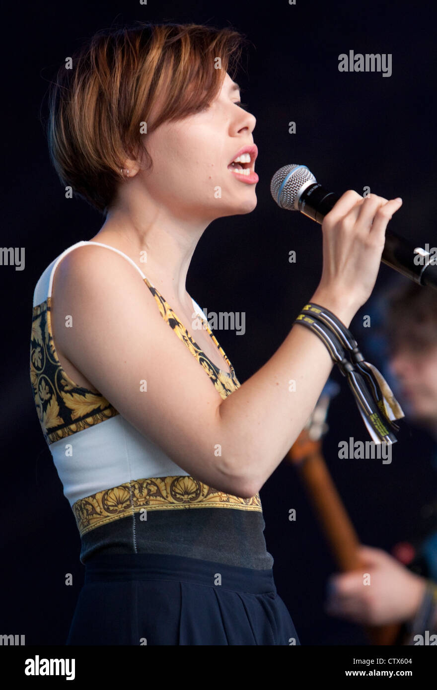 Chew Lips on stage at Lovebox festival, Victoria Park, London June 2012 ...