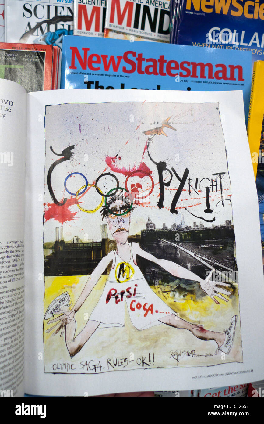 A 2012 London Olympics satirical magazine article on a magazine rack in ...