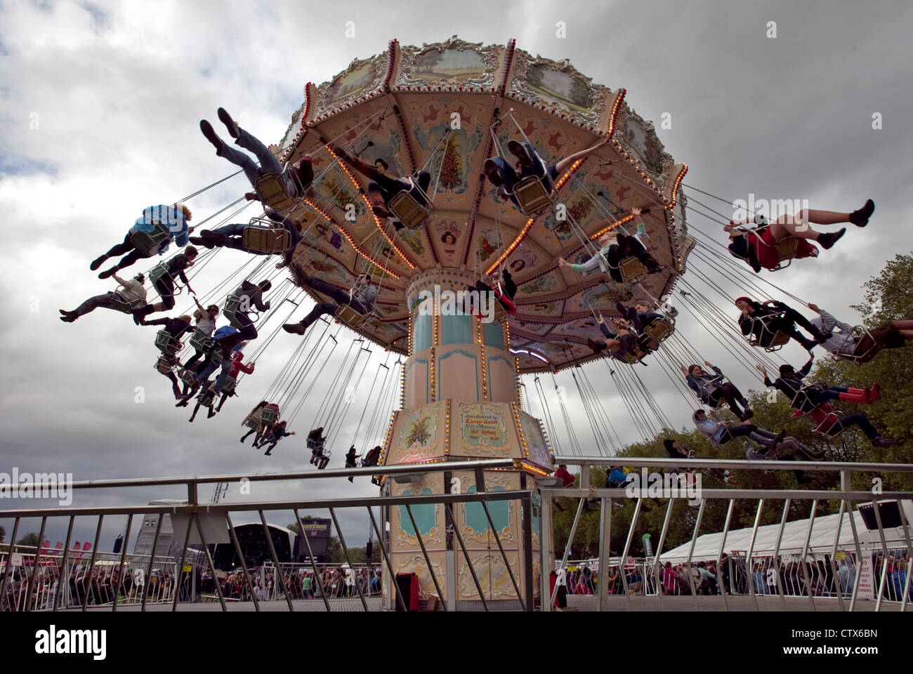 fun fair ride at Lovebox festival, Victoria Park, London June 2012 ...