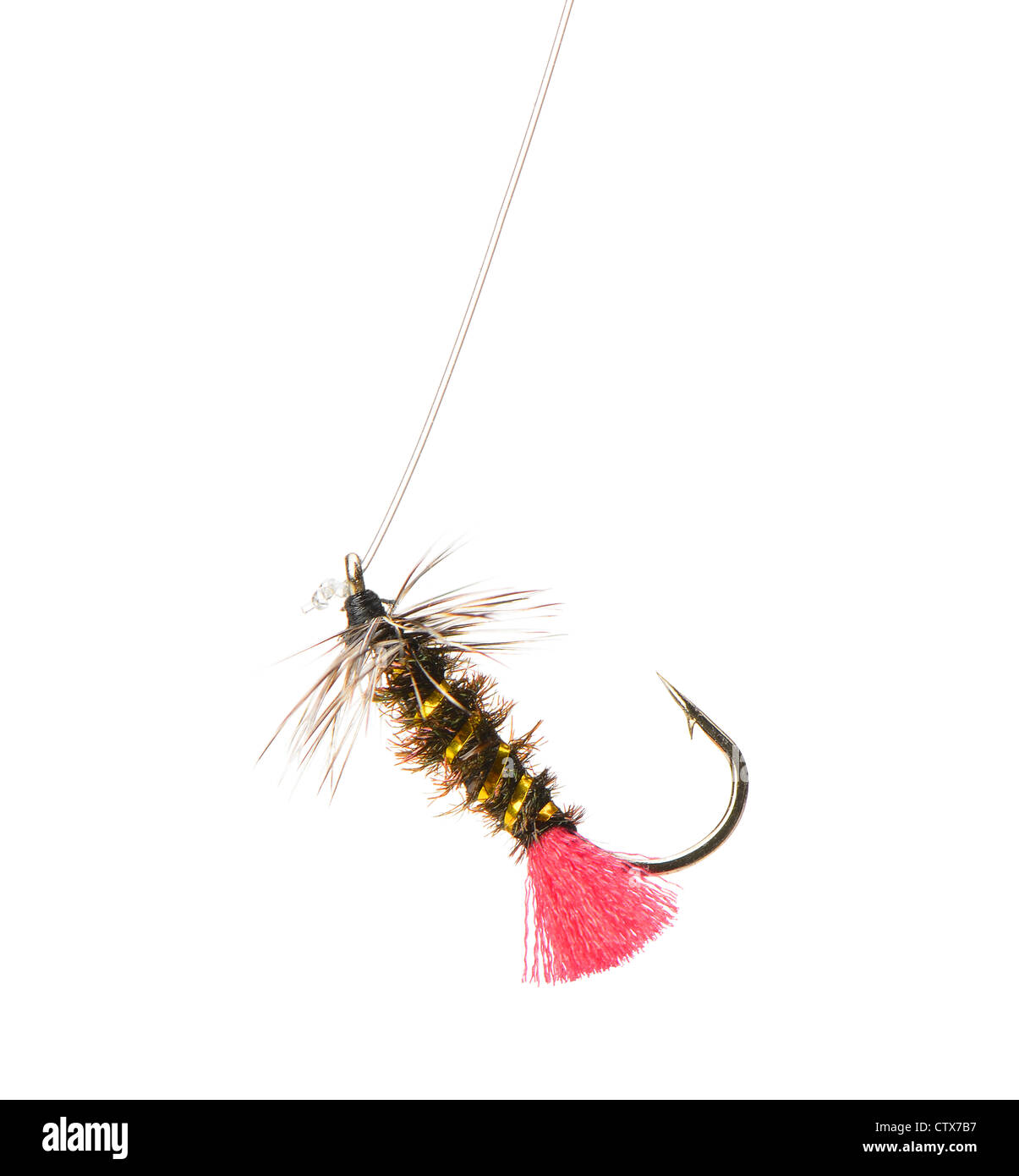 Fly fishing lure isolated on a white background Stock Photo - Alamy