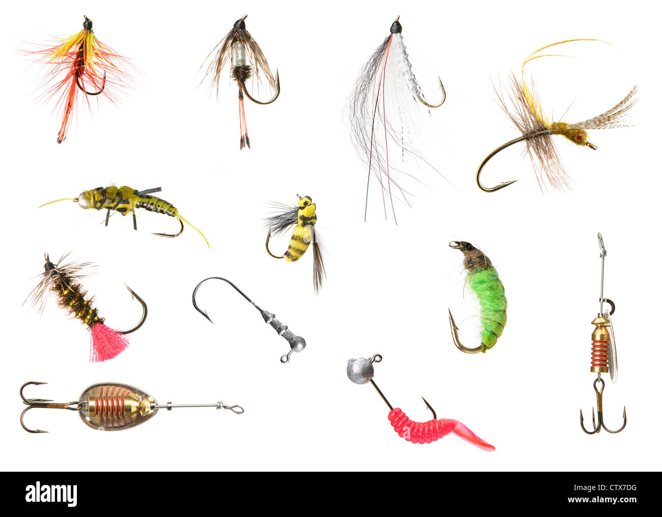 Fly fishing lure isolated on a white background Stock Photo - Alamy