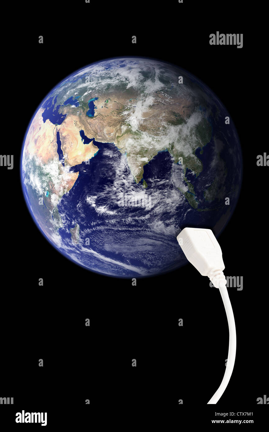 Connecting the world with a USB plug Stock Photo - Alamy