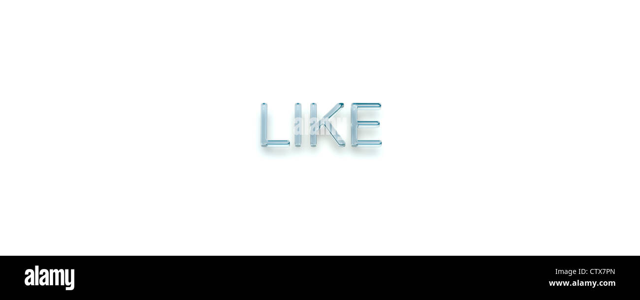 3D Key Word "LIKE" Glass Style Stock Photo - Alamy
