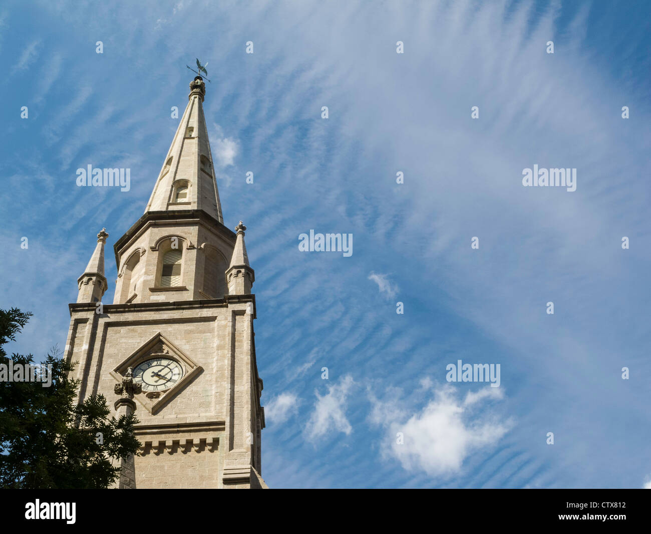 Blue Sky and White Clouds with Marble Collegiate Church Spire, NYC ...