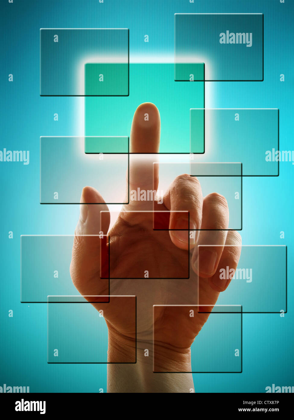 hand working with touch screen interface Stock Photo - Alamy