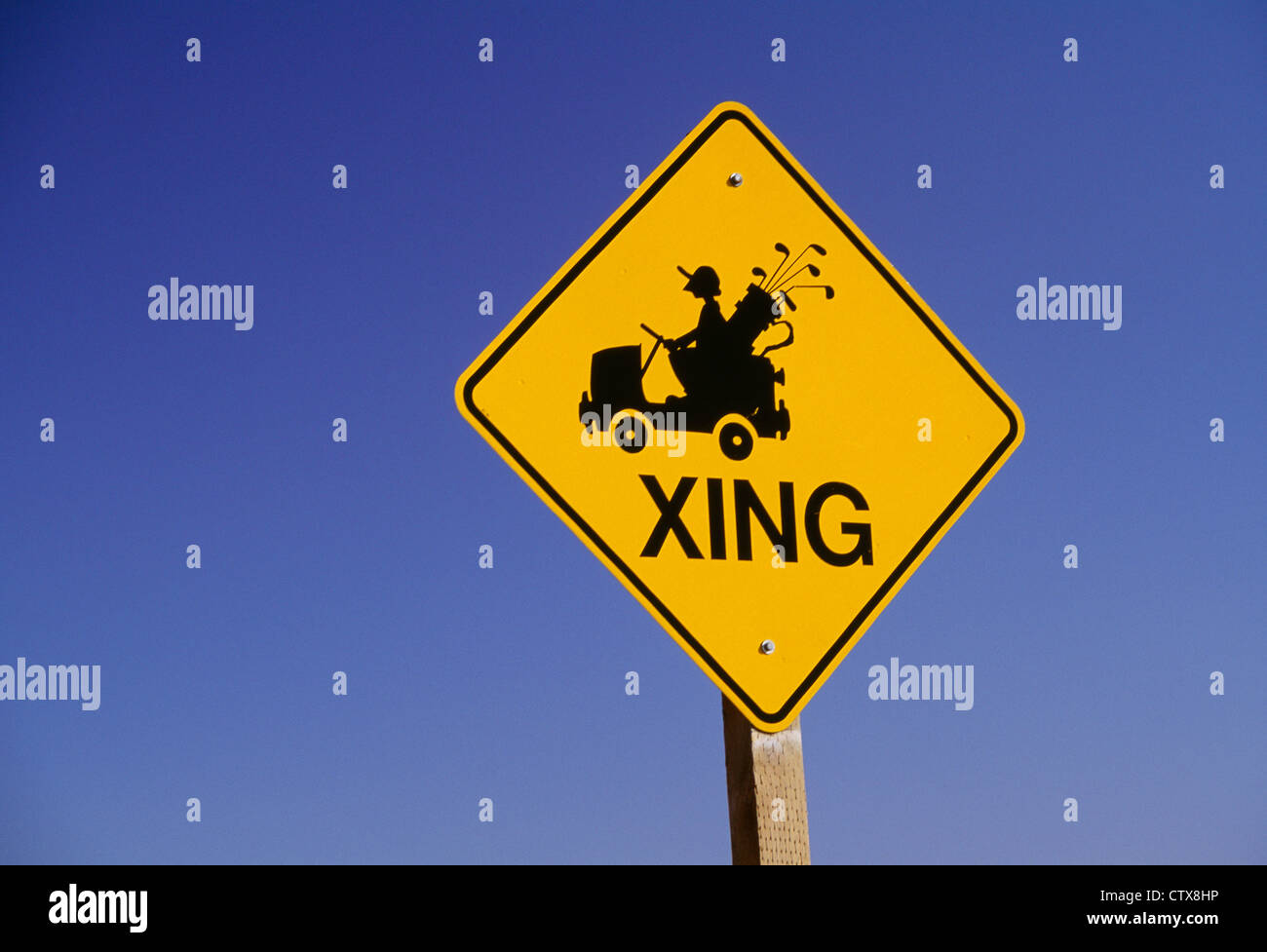 Humorous Golf Cart Crossing Sign, USA Stock Photo - Alamy