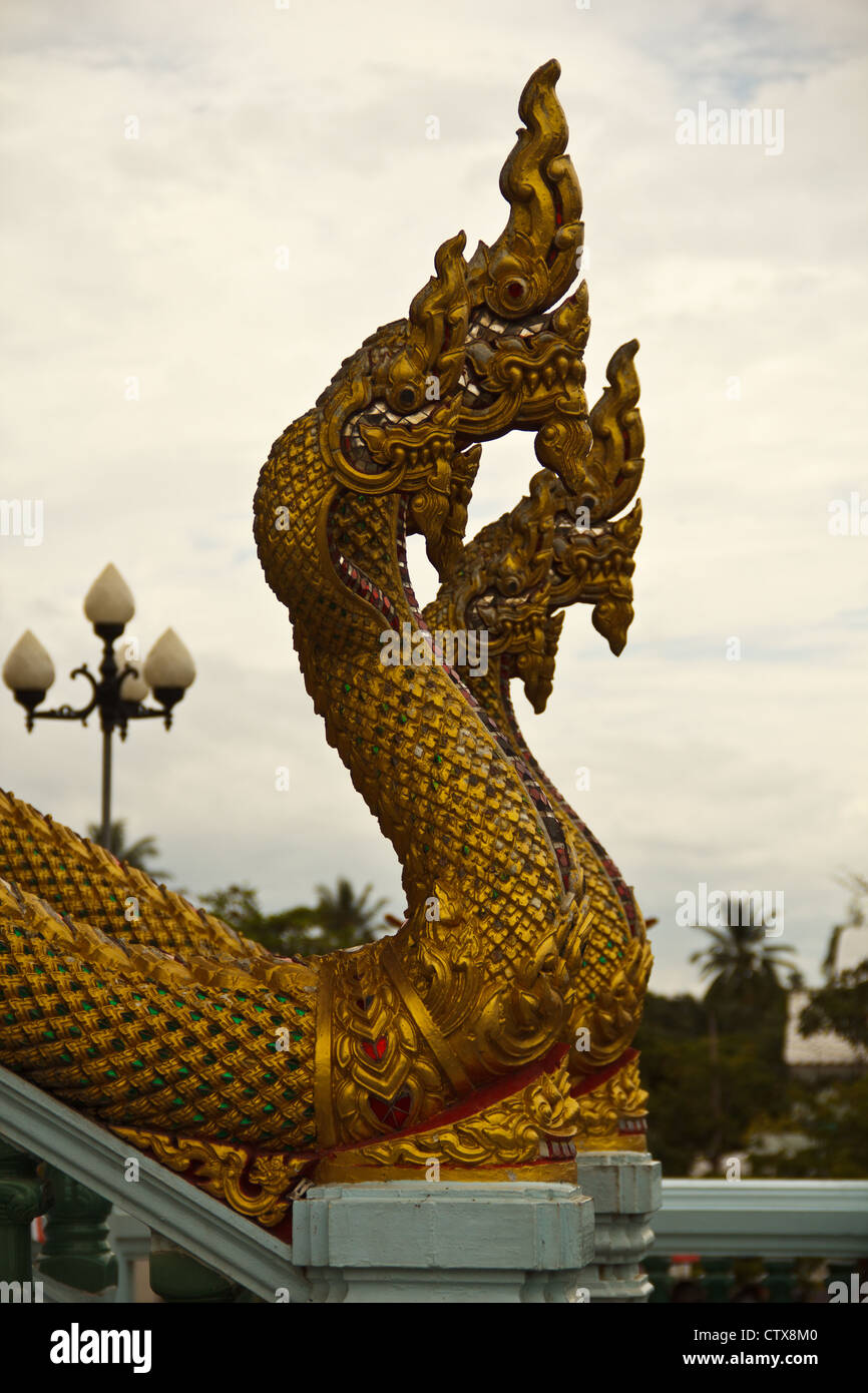 Twin Golden Naga in Ratchaburi,Thailand Stock Photo - Alamy