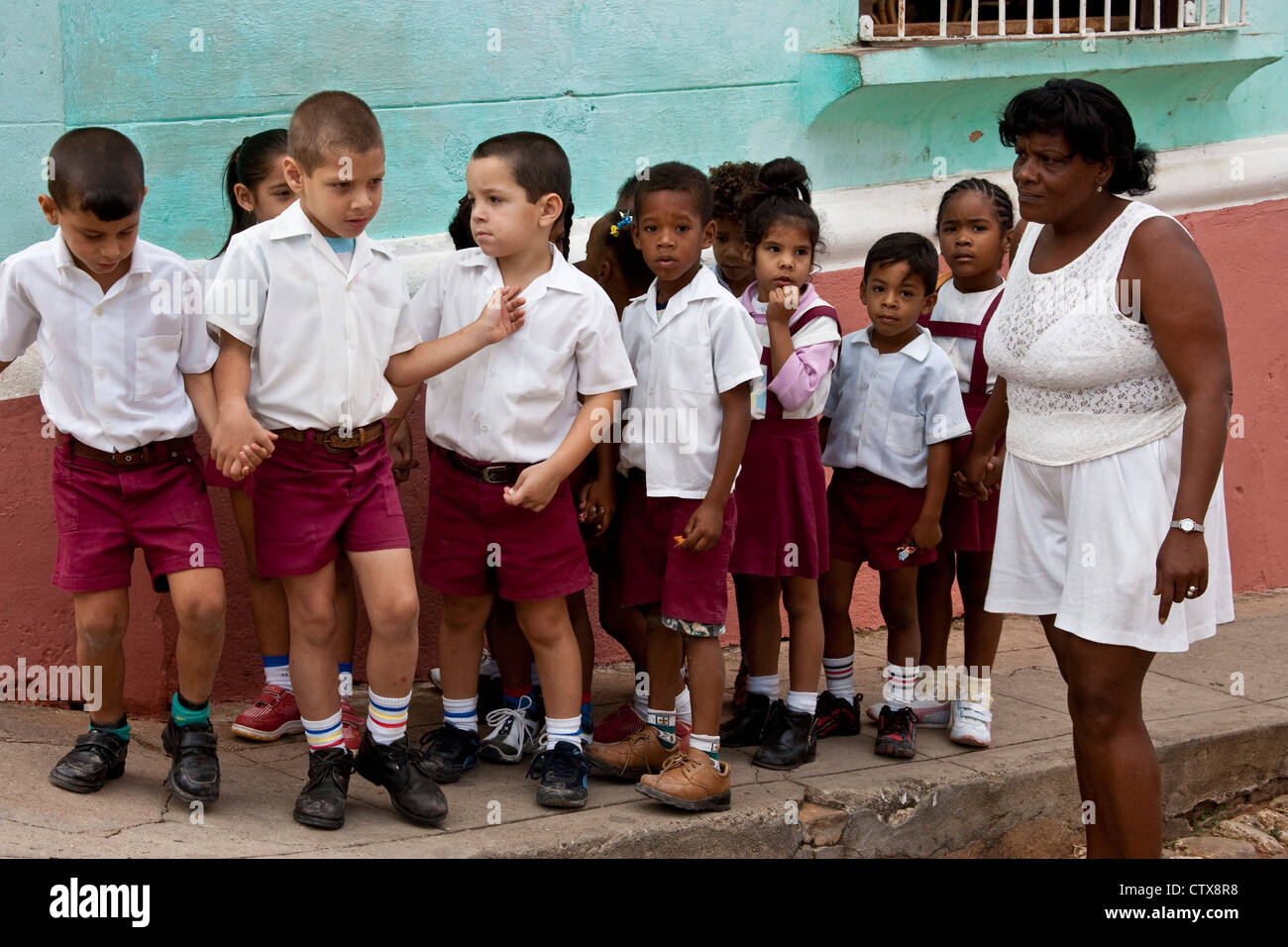 Cuban School Children with Teacher, Trinidad, Cuba Stock Photo - Alamy