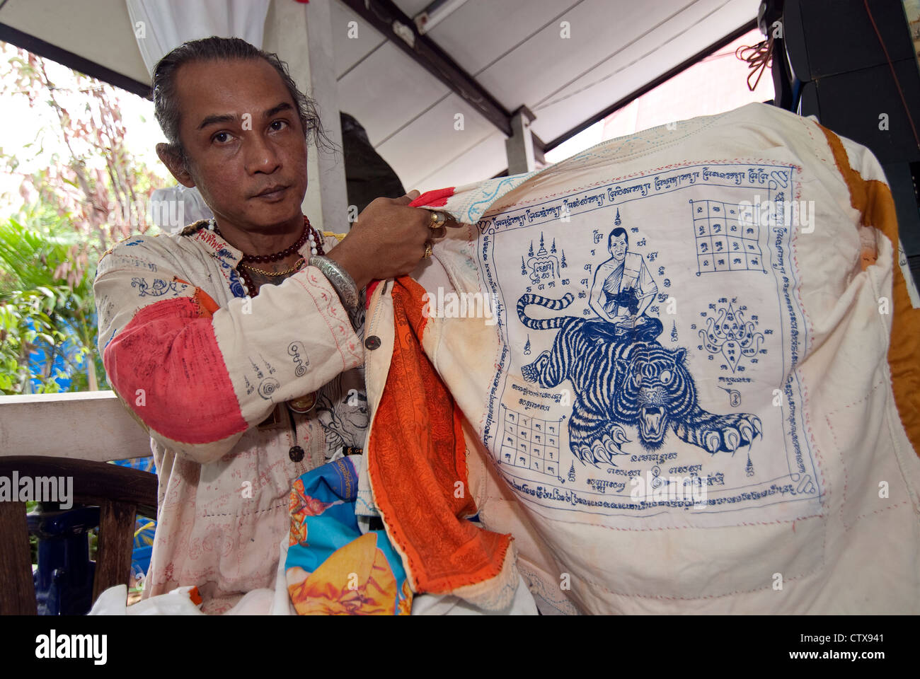 Sak Yan master, Ajahn Montree of Kalasin in the North East of Thailand ...