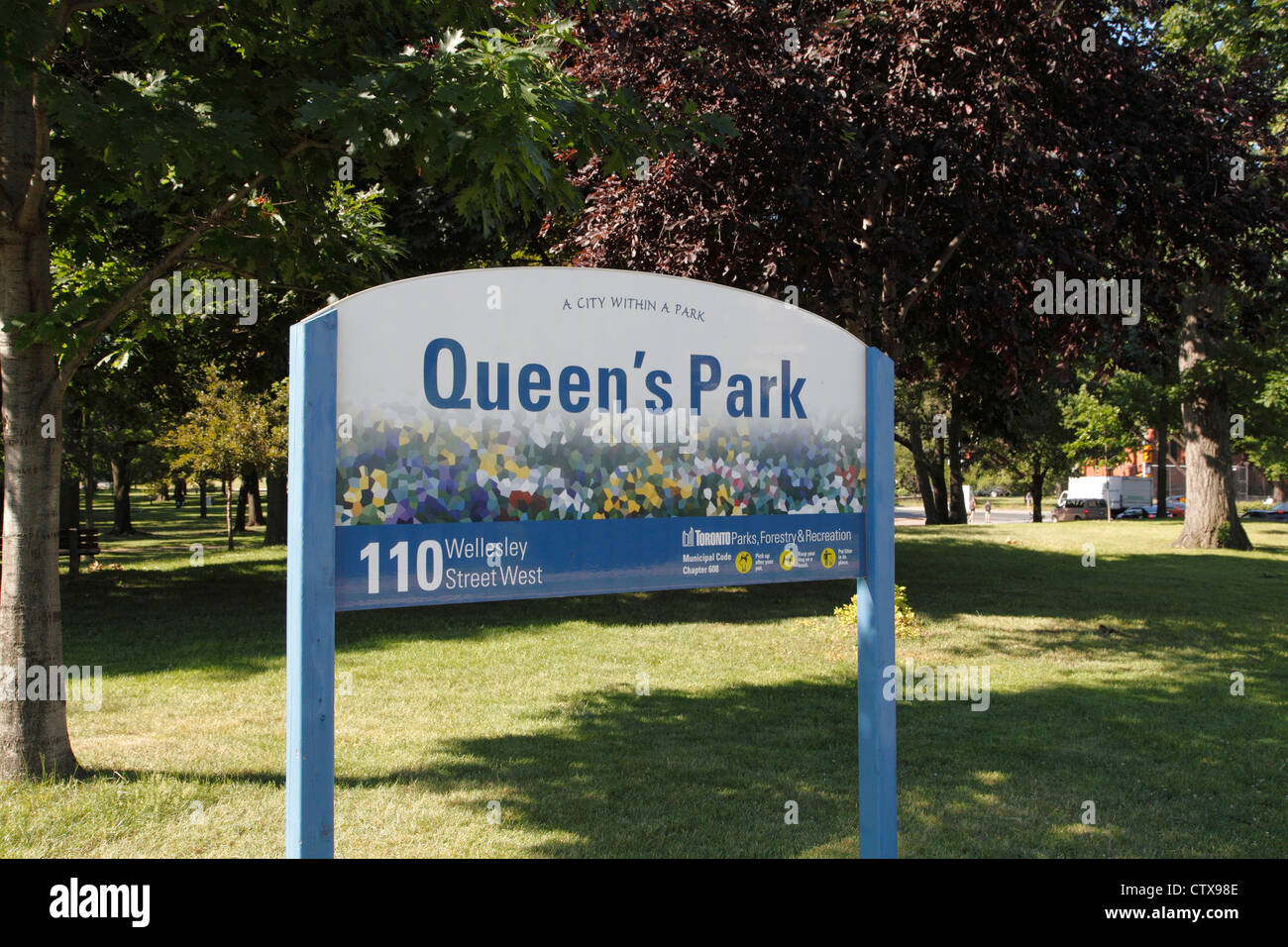 Toronto June26 2012, Sign For Queens Park An Urban Park In Toronto Also ...