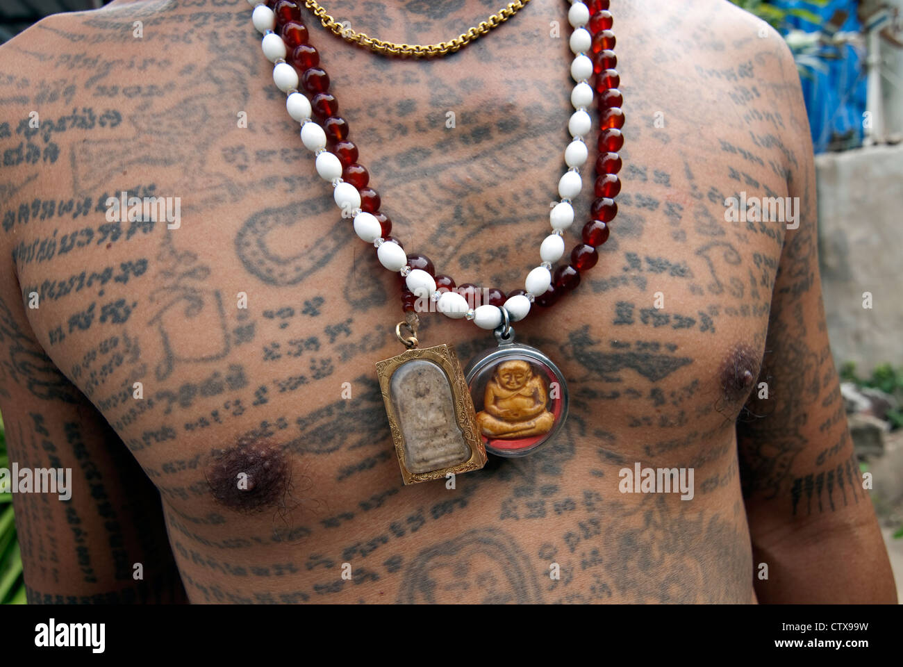 Sak Yan master, Ajahn Montree of Kalasin in the North East of Thailand ...