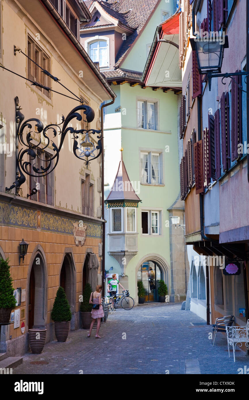 A scene in the old town of Zug, Switzerland Stock Photo - Alamy