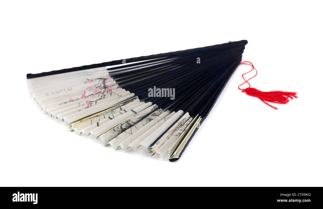 Half open asian silk fan isolated on white Stock Photo - Alamy