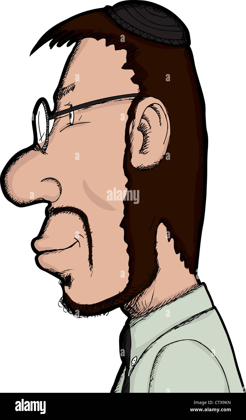 Side view of Caucasian Jewish man in beard and skullcap Stock Photo - Alamy