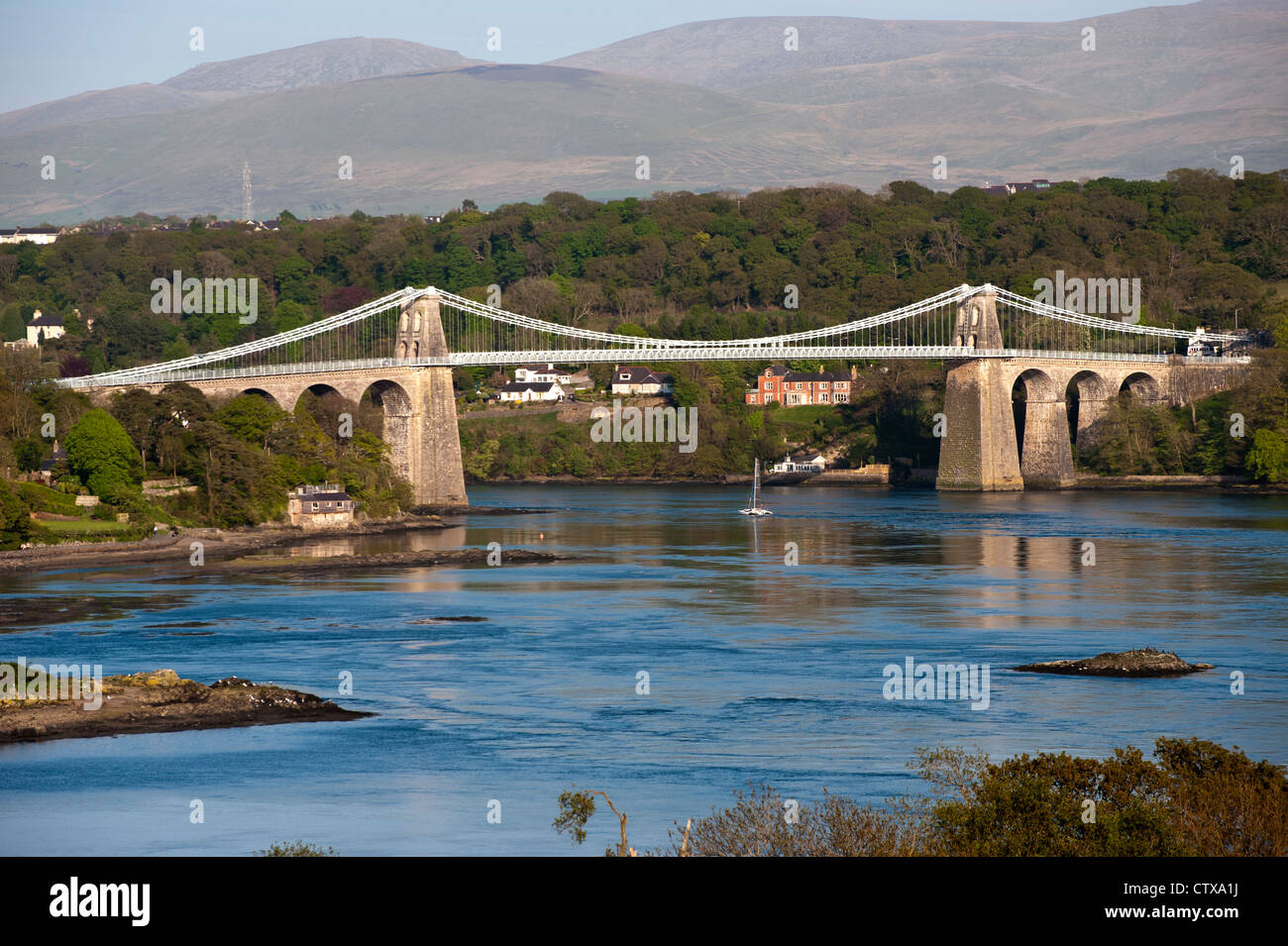Menai Suspension Bridge Anglesey North Wales Uk Stock Photo - Alamy