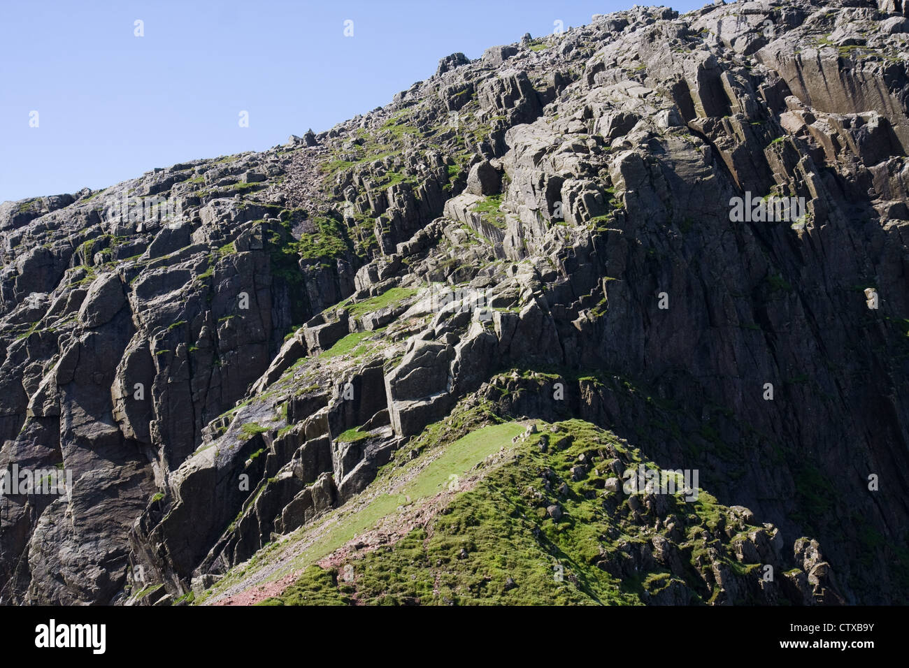 Mickledore and Broad Stand, a climbing route on to Scafell Stock Photo ...