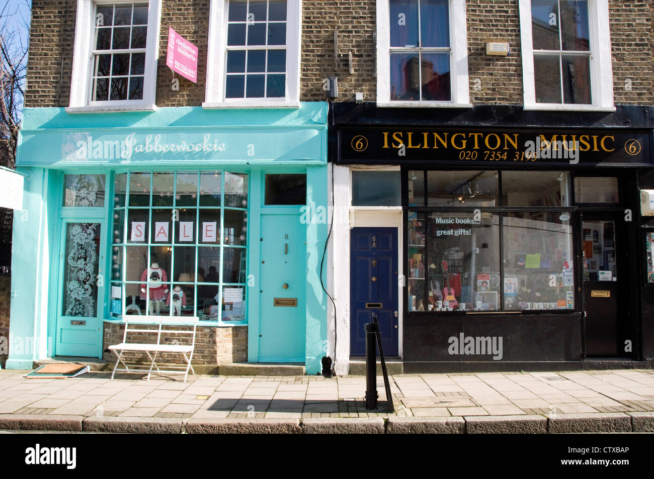 Shops, Jabberwockie and Islington Music, Islington London England UK ...
