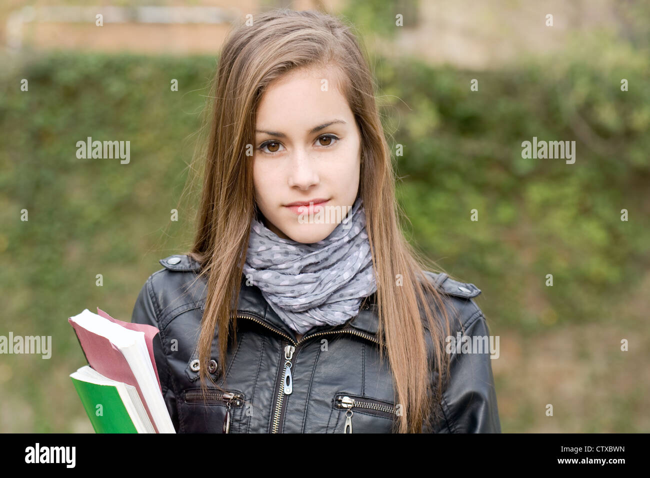 Portrait of a cool fashionable young student girl outdoors Stock Photo ...