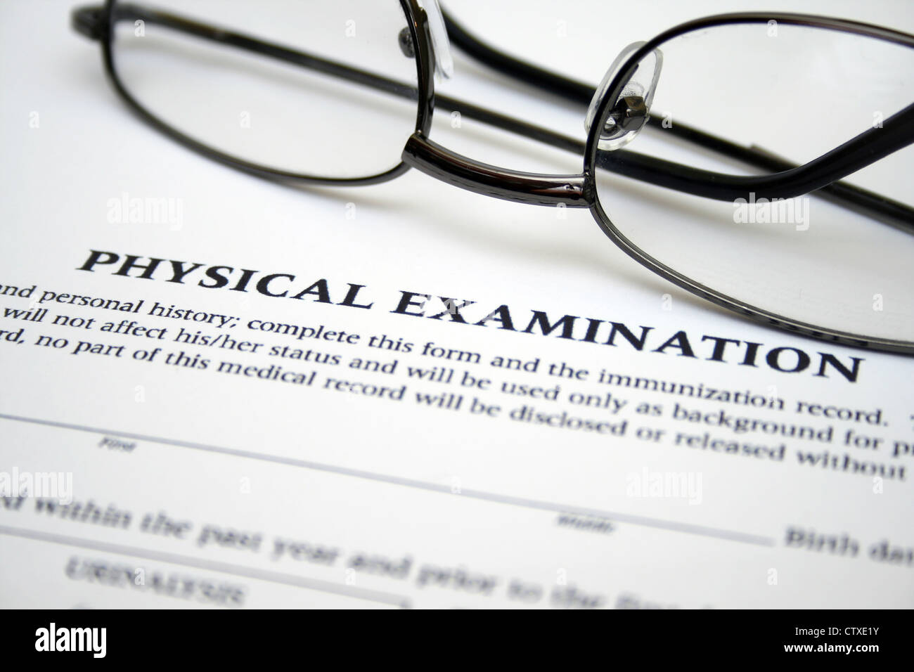 Physical examination form Stock Photo - Alamy