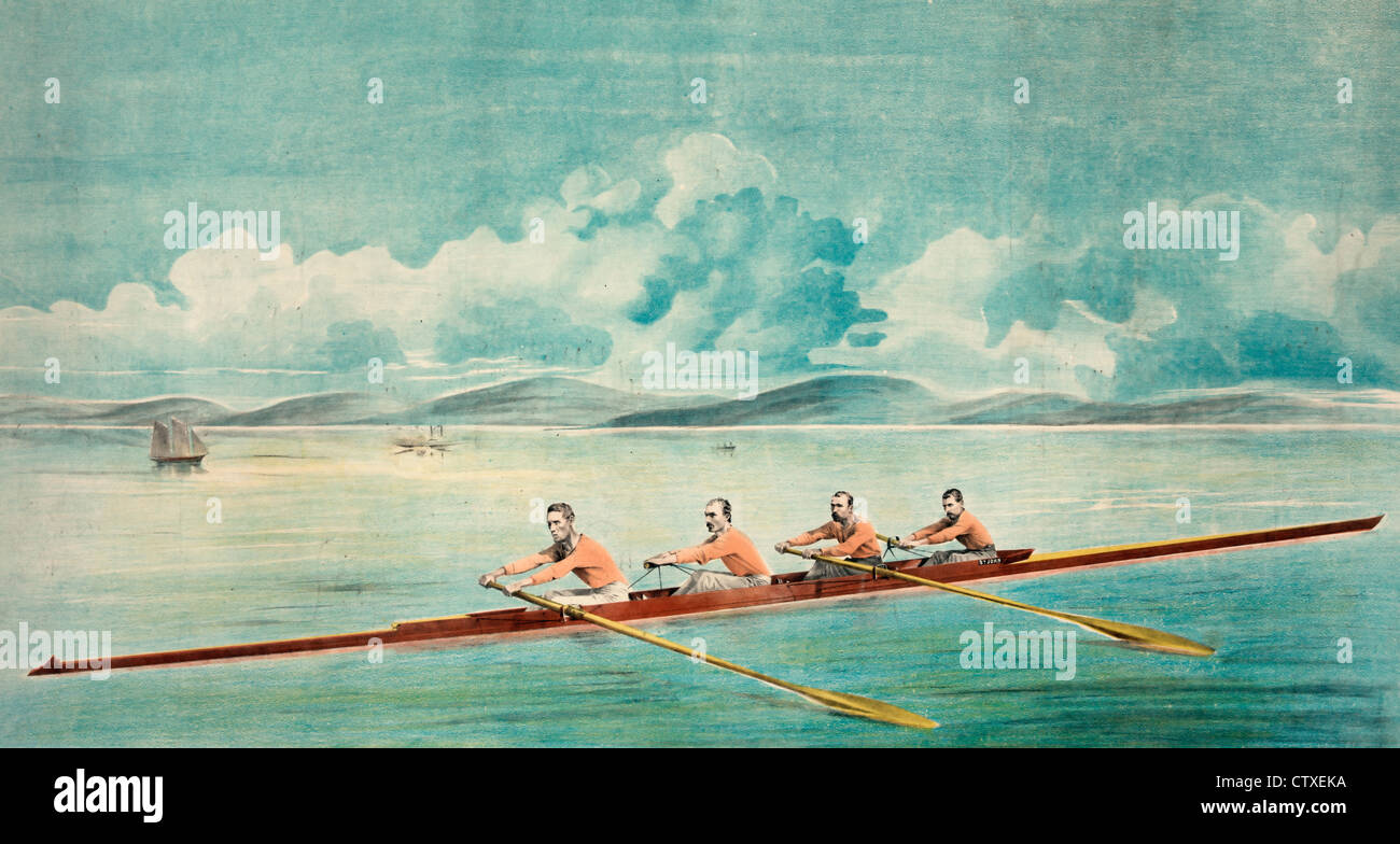 The celebrated Paris crew of Saint John, N.B., four men rowing a racing ...