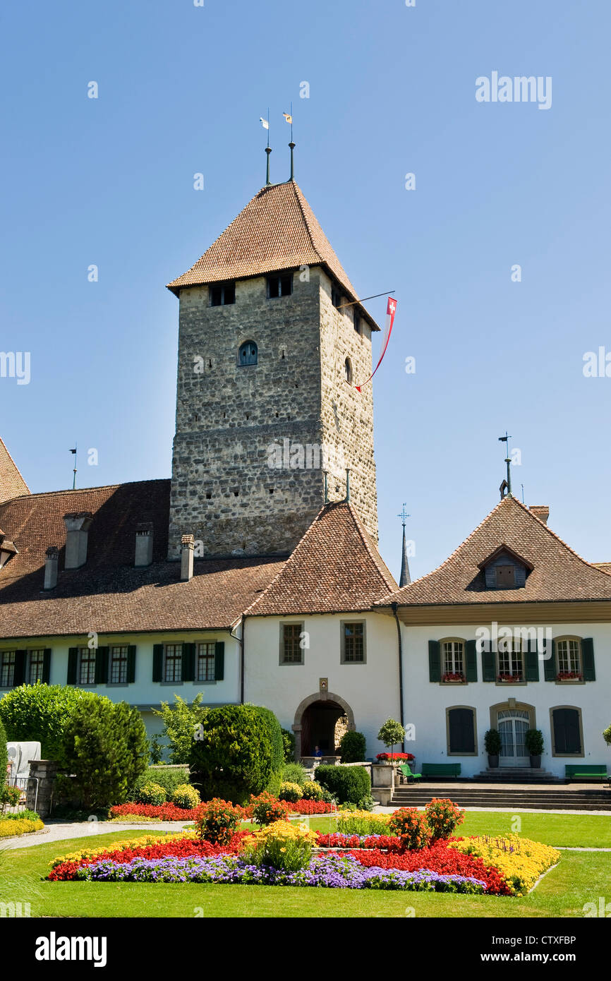 Switzerland, Canton Bern, Spiez, medieval castle Stock Photo - Alamy