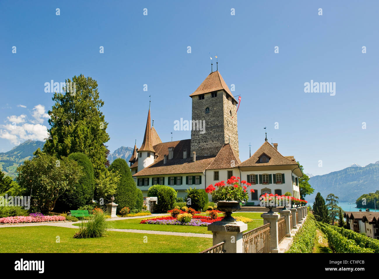Switzerland, Canton Bern, Spiez, medieval castle Stock Photo - Alamy