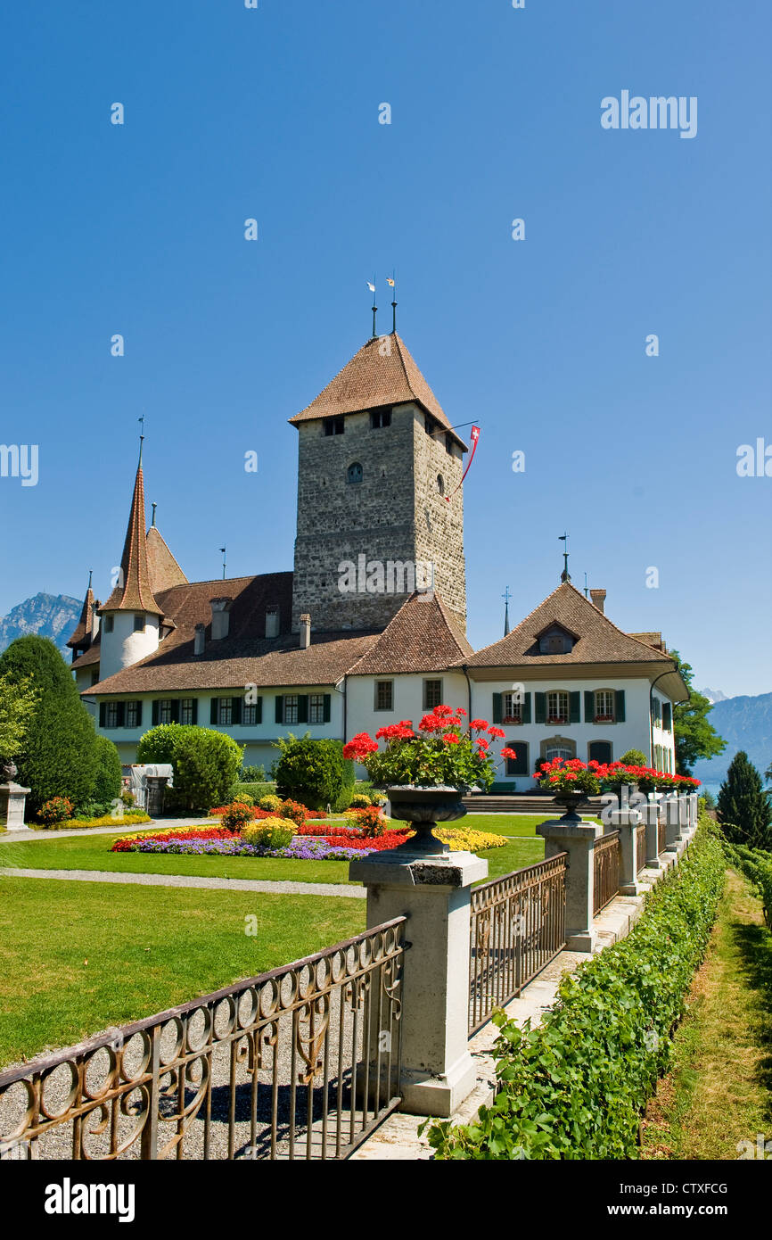 Switzerland, Canton Bern, Spiez, medieval castle Stock Photo - Alamy