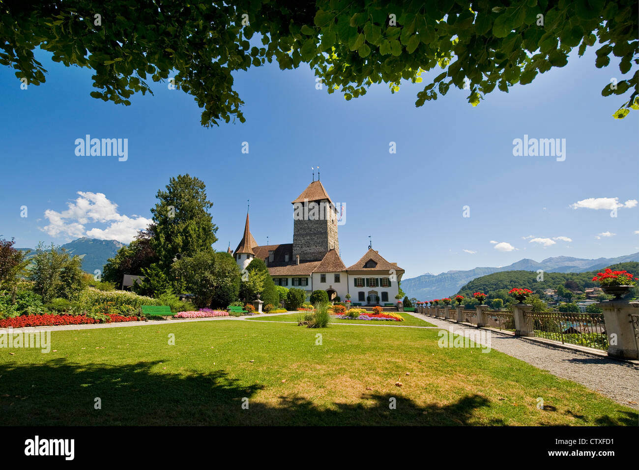Switzerland, Canton Bern, Spiez, medieval castle Stock Photo - Alamy