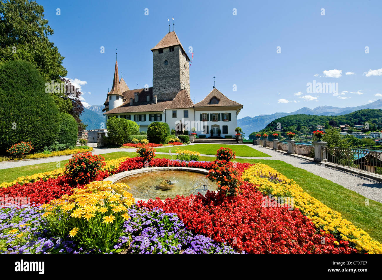 Switzerland, Canton Bern, Spiez, medieval castle Stock Photo - Alamy