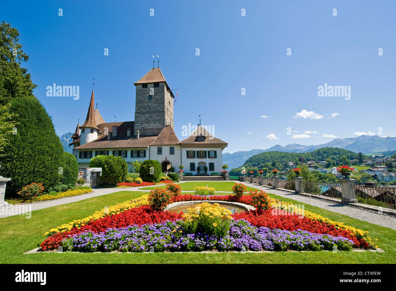 Switzerland, Canton Bern, Spiez, medieval castle Stock Photo - Alamy