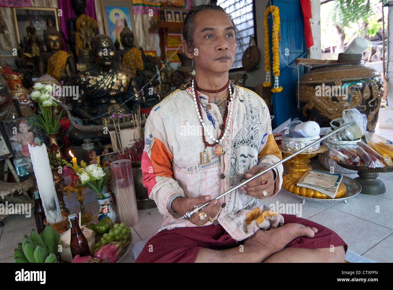 Sak Yan master, Ajahn Montree of Kalasin in the North East of Thailand ...