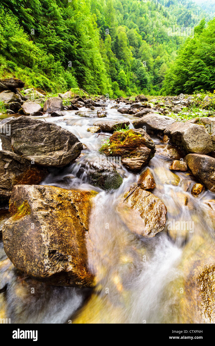 Landscape with river flowing through rocks Stock Photo - Alamy