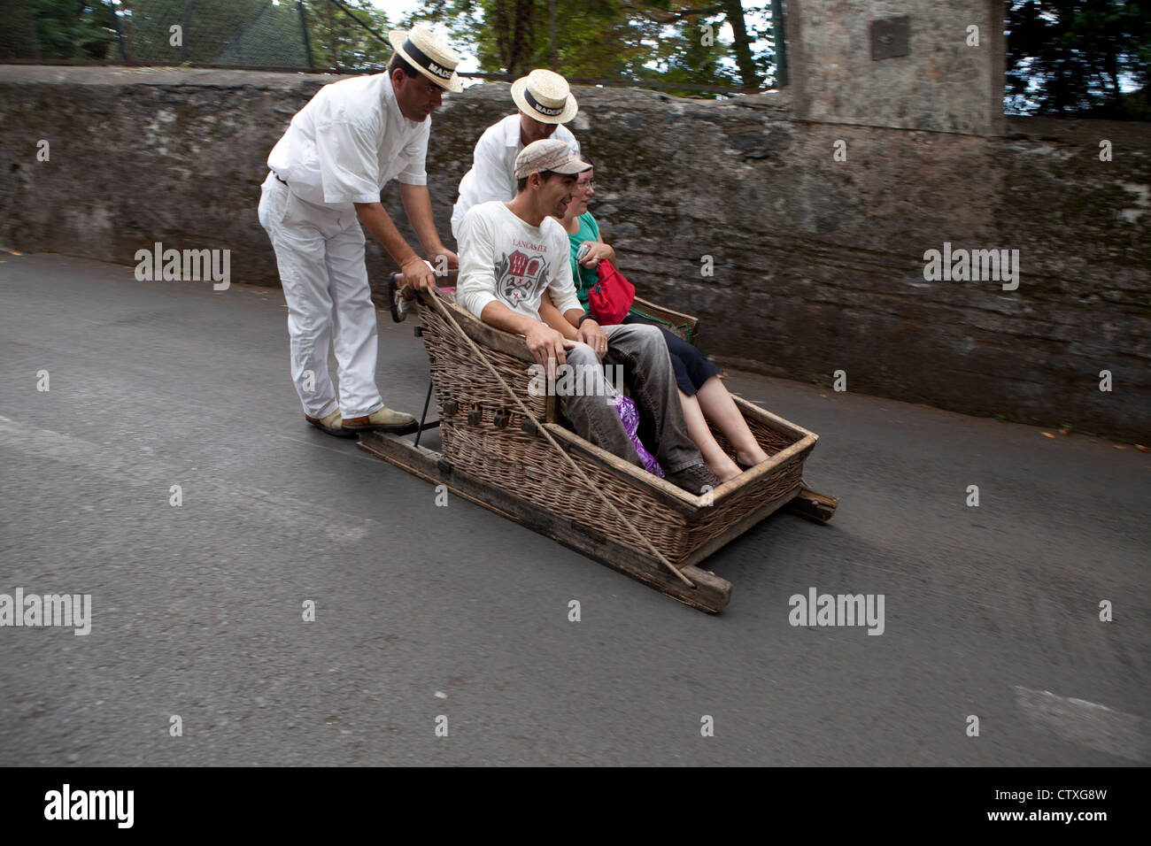 Basket sledges ride Funchal Madeira Portugal Stock Photo - Alamy